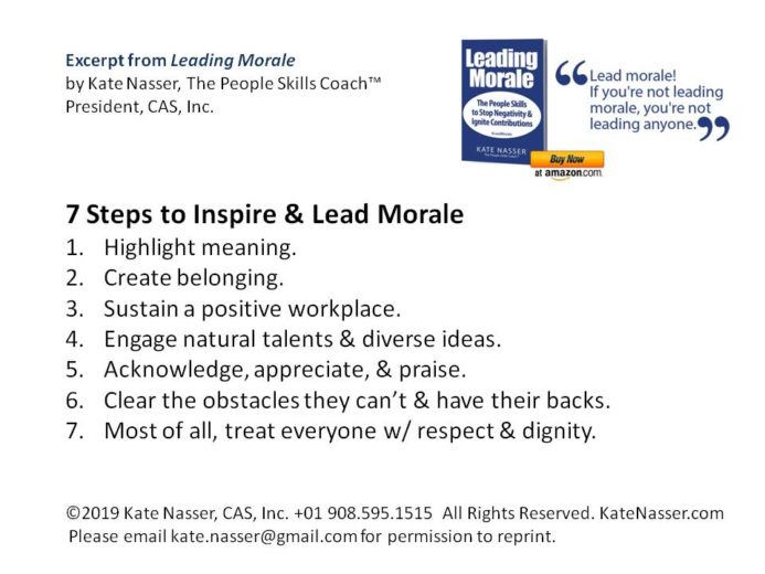 Essential Leadership Steps to Leading High Morale | #LeadMorale - Kate ...